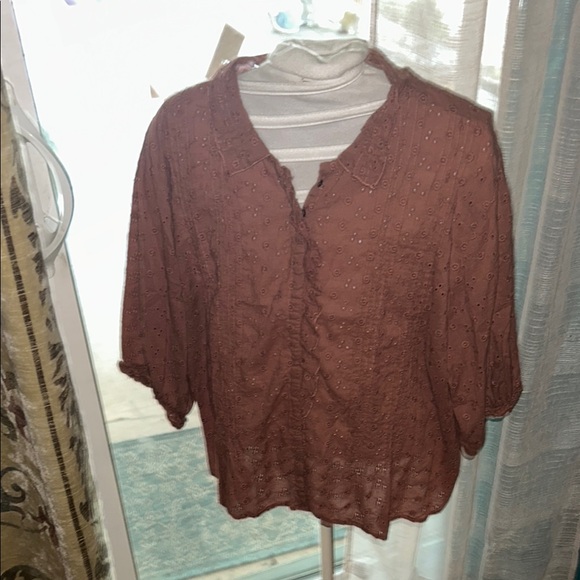 NATURAL LIFE | Tops | Natural Life Red Boxy Blouse With 34 Sleeves And ...